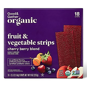 Good & Gather Organic Fruit & Vegetable Strips. Cherry Berry Blend. 18 Count. Gluten Free Certified.