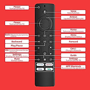 NS-RCFNA-21 Voice Replacement Remote Control for Insignia and Toshiba Fire Smart TVs with 4 Shortcut Buttons (PrimeVideo Netflix Disney+ Hulu)
