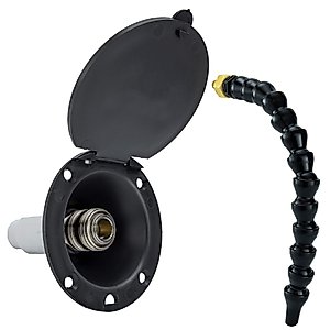 RecPro RV Exterior Spray Port Hook-Up Connector | Optional Hose with Sprayer or Quick Connector | RV Exterior Shower Port (Black, Flexspout)