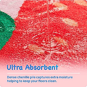 Snack Break | Cute Pink Strawberry Milk Rug for Bathroom, Bedroom, and Living Room | Non-Slip Backing | Ultra Soft Machine Washable Microfiber