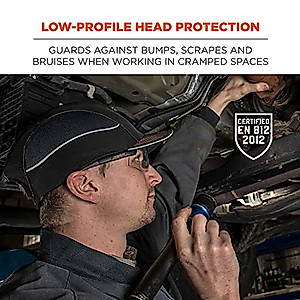 Ergodyne Safety Bump Cap, Baseball Hat Style, Comfortable Head Protection, Long Brim, Skullerz 8950, Navy Blue, Long