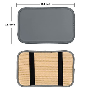 Amiss Auto Center Console Pad, PU Leather Car Armrest Seat Box Cover Protector, Universal Waterproof Non Slip Soft Center Console Armrest Pad for Most Vehicle, SUV, Truck, Car (Grey)