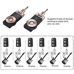 Stax Guitar Wireless System Transmitter and Receiver, Electric Guitar Accessories with 2.4GHZ, Built-in Rechargeable Wireless Guitar System for Electric Guitar Bass Gold
