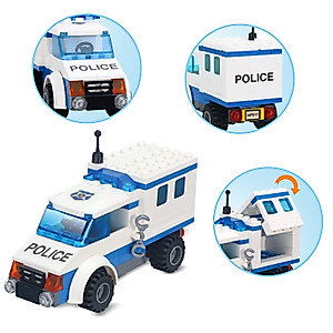BRICK STORY City Police Building Set Police Patrol Car Prisoner Transporter Truck Building Blocks Toys with 4 Mini People Cop and Robber Police Playset for Kids Aged 6 and up 368 Pieces