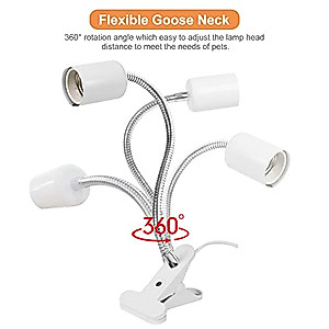 Dimmable 2-Pack White Adjustable Reptile Clamp Heat Lamp Fixture Holder with 3-Pack 30W Sun Basking Spot Lamp, Flexible Clamp Lamp Stand with Clip for Aquarium, Reptiles,Lizard, Turtle, Snake