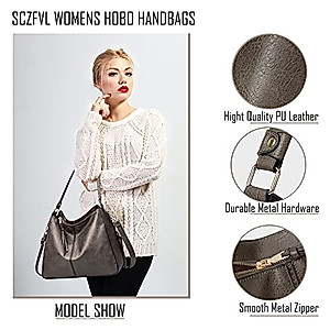 Womens Large Leather Hobo Handbag Ladies Fashion Tote Satchel Shoulder Crossbody Bags 2pcs Purses Set