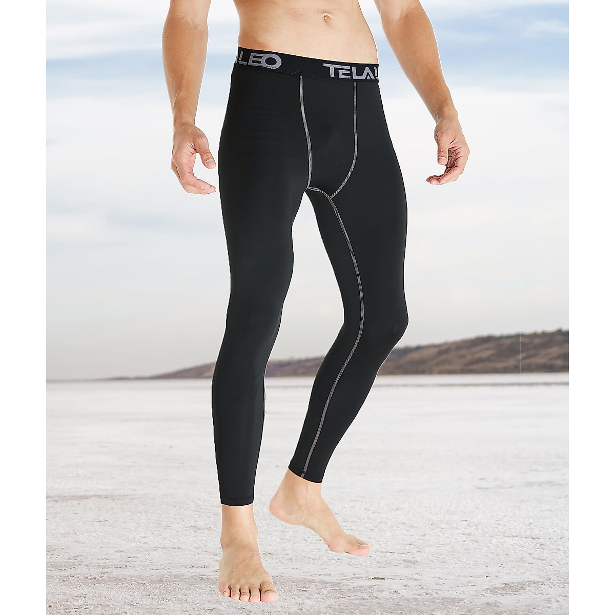 TELALEO 5 Pack Men's Compression Pants Workout Leggings Running Athletic Sports Basketball Tights Baselayer XL