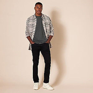 Amazon Essentials Men's Short-Sleeve Crewneck T-Shirt, Pack of 2, Black/Charcoal Heather, Medium