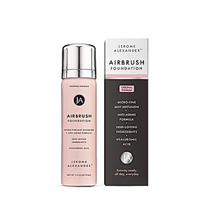 Jerome Alexander MagicMinerals AirBrush Foundation, Spray Makeup with Skincare Active Ingredients, Ultra-Light, Buildable, Full Coverage Formula (Light Medium)
