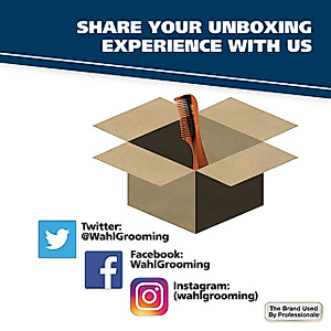 Wahl Small Mustache Comb for Men's Grooming - Handcrafted & Hand Cut with Cellulose Acetate - Smooth, Rounded Tapered Teeth - Model 3323 Brown