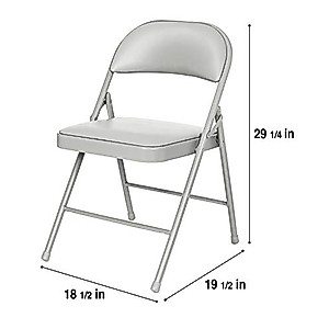 OEF Furnishings (4 Pack) Vinyl Padded Steel Folding Chairs, Grey