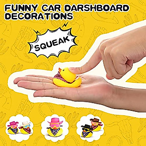 24 Sets Cowboy Rubber Ducks with Mini Cowboy Hat Scarf and Sunglasses Cute Bath Rubber Ducks Small Bathtub Accessories Toys for Baby Shower Birthday Swimming Party Gifts Decorations
