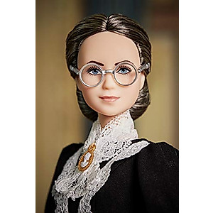 Barbie Inspiring Women Series Susan B. Anthony Collectible Doll, Approx. 12-in, Wearing Black Dress and Cameo Brooch, with Doll Stand and Certificate of Authenticity