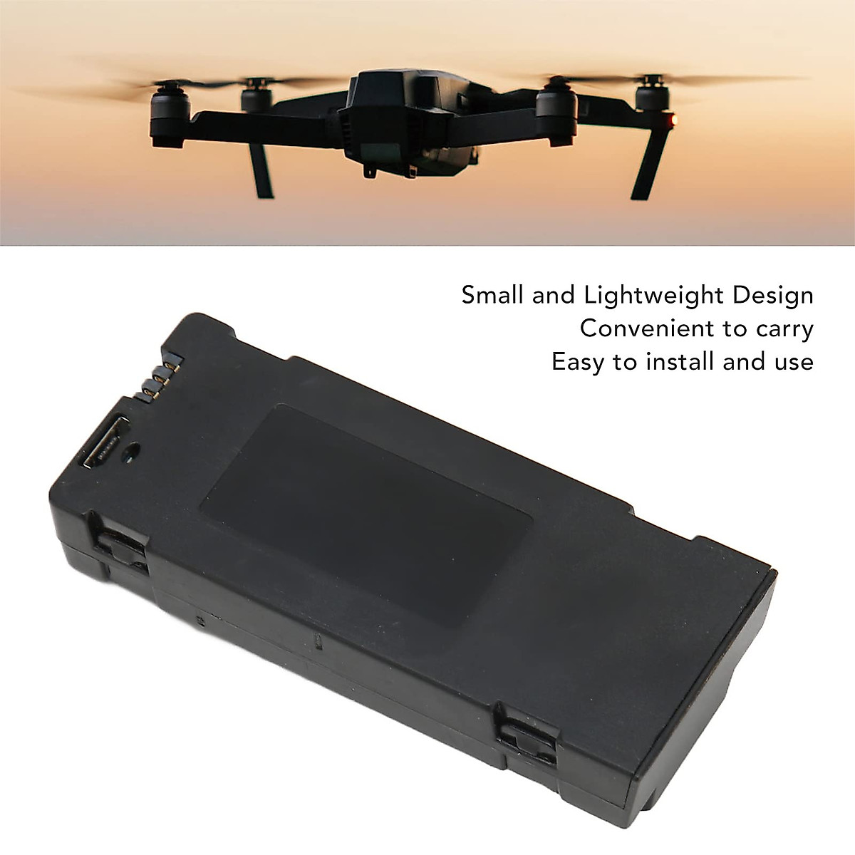 Luqeeg RC Drone Lithium Ion Battery, Portable ABS Shell Remote Control UAV Battery Universal Lightweight Replacement 3.7V 1800mAh for E525 for E99 for K3