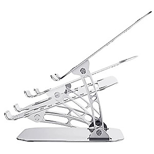 KBREE Aluminum Alloy Laptop Stand, Lifting and Foldable Desktop Riser with Cooling Function for Tablet Support, Adjustable, Multi-Angle Notebook Riser ,Compatible with All Laptop 10-15.6 Inches-Grey