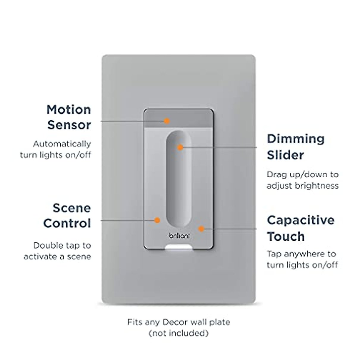 Brilliant Smart Dimmer Switch (Gray) — Compatible with Alexa, Google Assistant, Apple HomeKit, Hue, LIFX, SmartThings, TP-Link, Wemo and More