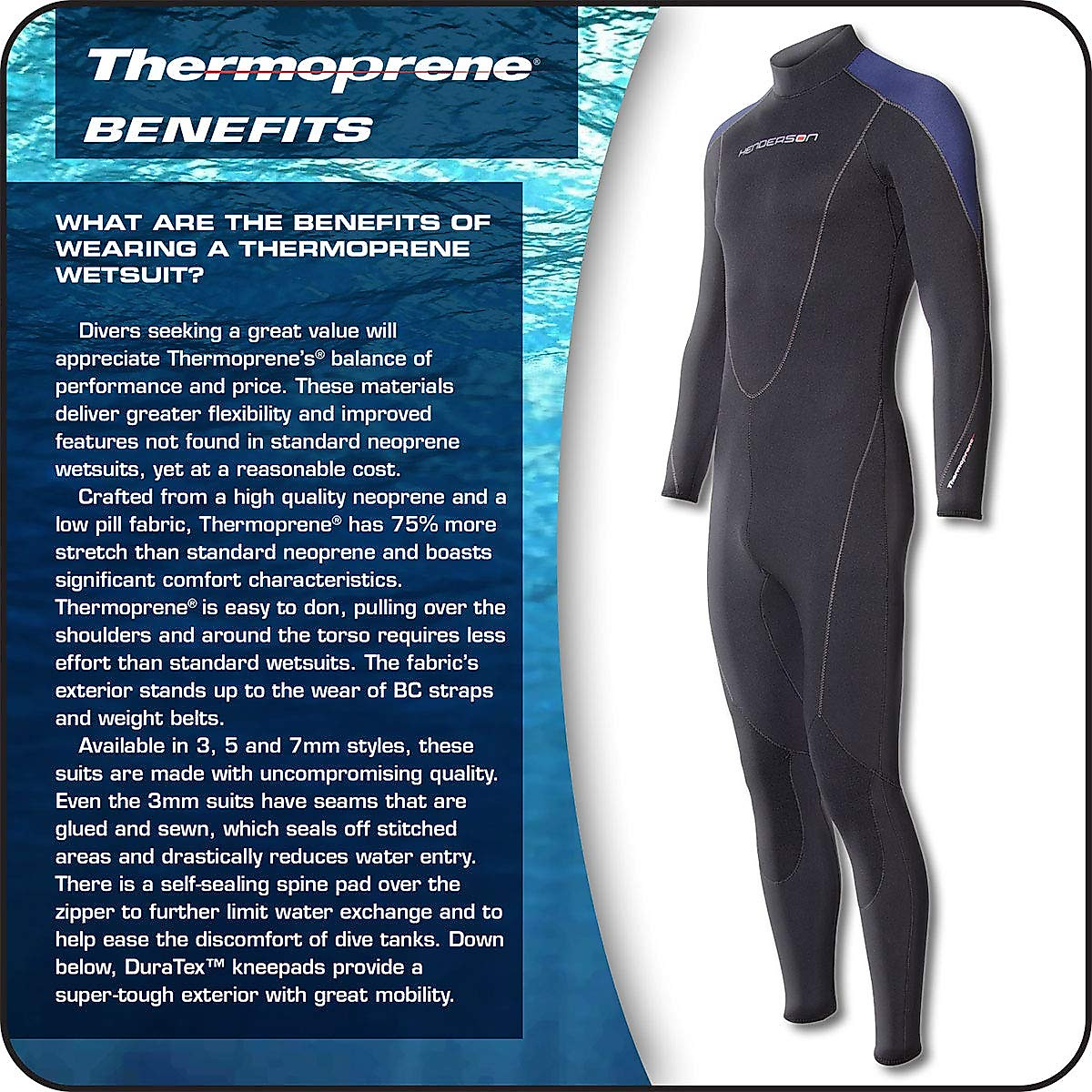 Henderson Thermoprene 5mm Men's Jumpsuit (Back Zip) - Black/Blue - 2X-Large Tall