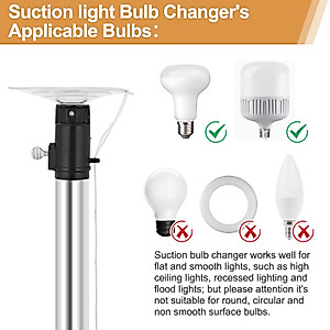 TKVAZK Light Bulb Changer, Light Bulb Changer for High Ceilings and Recessed Lights, 88in High Ceiling Light Bulb Changer with Extension Pole Suction Cup Flat Lightbulb Remover for Household