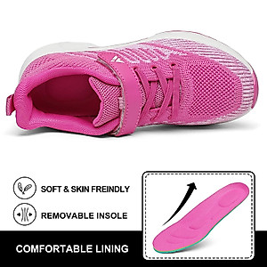 Mishansha Girls Boys Sport Tennis Shoes Toddler Kids Athletic Runnings Shoes Anti-Slip Outdoor Sneakers for Walking Playing Gym Rosy Size 2 Little Kid