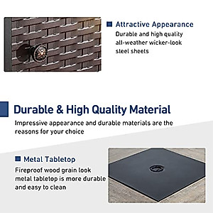 Yangming Propane Fire Pit Table, 30 Inch 50,000 BTU Square Outdoor Gas Firepit with Porcelain Tile Tabletop, Lid, Lava Rocks for Garden, Patio, Deck, Yard, Espresso Brown (QX-OL-FTABLE-EXP)