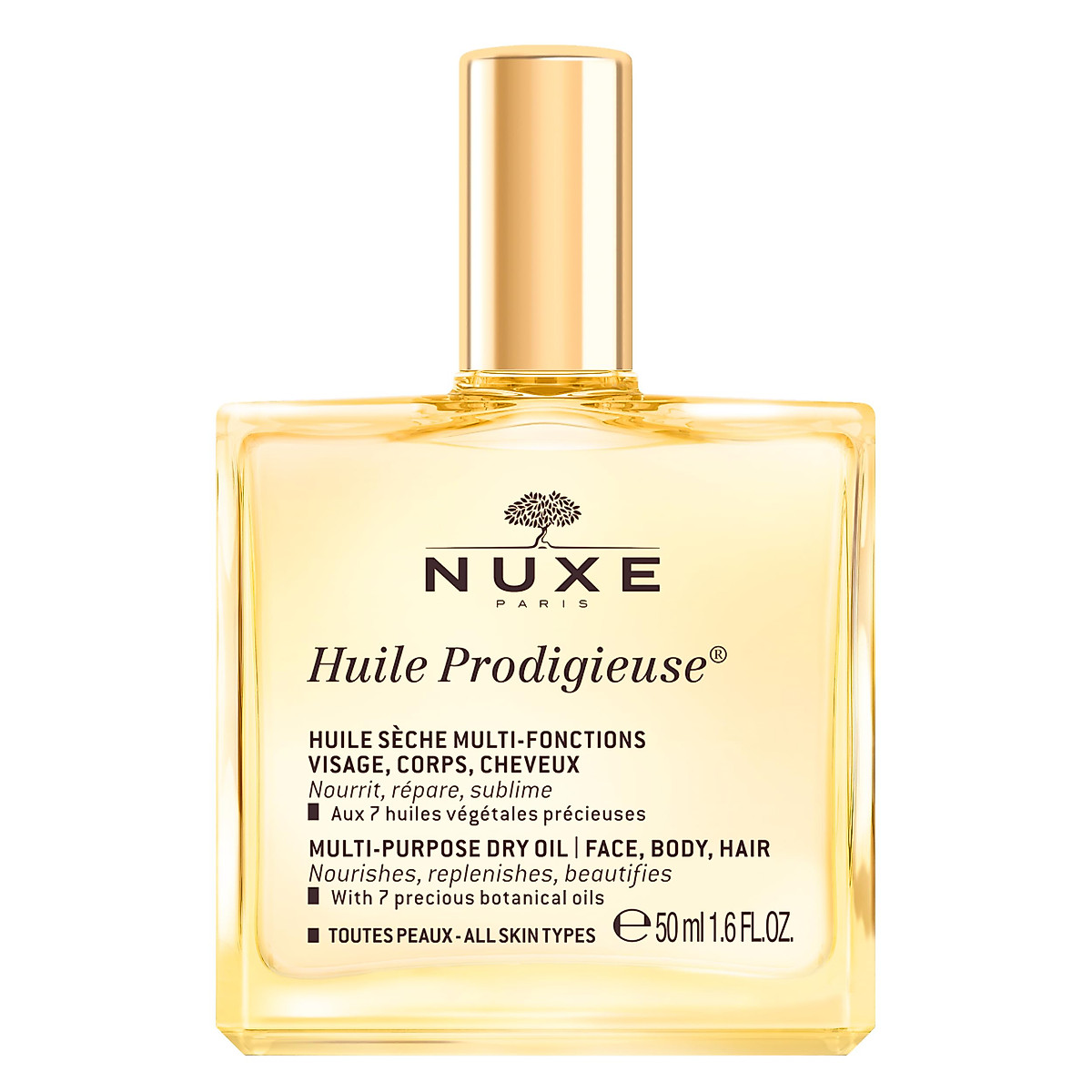Nuxe Huile Prodigieuse Multi-Purpose Dry Oil - Radiant Glow and Lightweight Hydration for Face, Body & Hair. Nourishes, Repairs and Enhances