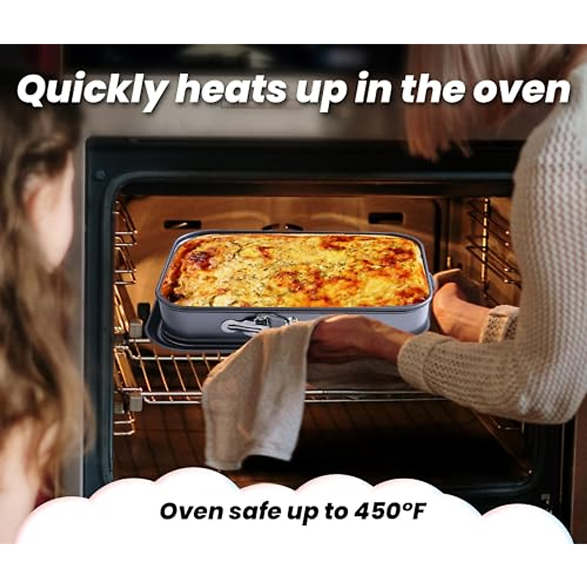 Old Tjikko Rectangular Springform Cake Pan, 14 x 9-Inch Rectangle Cheesecake Pan, Tiramisu Bakeware with Accessory,Removable Bottom,Non-Stick Baking Pan Mold,Leak Proof,Black