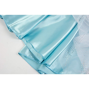 Padete Little Girl Princess Dress Snow Party Queen Halloween Costume Sky Blue with Accessories (7 Years, Sky Blue with Accessories)