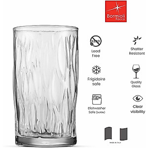 Bormioli Rocco Cooler Glass, Set of 6, 16.25 oz, Clear