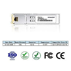 INVAXON 10Pack 10/100/1000BASE-T Copper SFP for GLC-T GLC-TE SFP-GE-T RJ45 Copper SFP Transceiver Module up to 150m