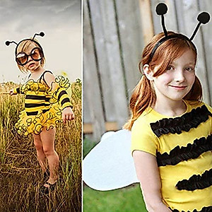 Utavu Bee Antenna-Headband for Kids Adults Girls Boys Ladybug Insect Headbands as Halloween Dress Up Costume Accessory for Pretend Play Party Favors with Pompom Balls, Black