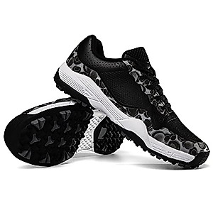 EHQZN Women Golf Shoes Breathable Golf Shoes Women Spikeless Golf Training Sport Sneakers Black