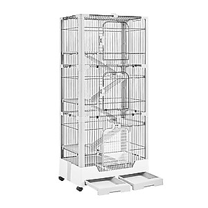 Yaheetech Rolling Small Animal Cage 6 Level Rabbit Cage with Open Top & Pull-Out Tray for Bunnies, Guinea Pigs, Ferrets and Chinchillas