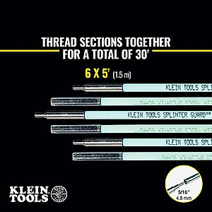 Klein Tools 56430 Glow Fish Rod Set, Wire Puller, 30-Foot