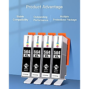 GPC Image Compatible Ink Cartridge Replacement for HP 564XL 564 XL Compatible with DeskJet 3520 3522 Officejet 4620 Photosmart 5520 6510 7520 7525 Printer (4 Photo Black)