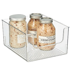 mDesign Modern Plastic Open Front Dip Storage Organizer Bin Basket for Bathroom Organization - Vanity Shelf, Cubby, Cabinet, and Closet Organizing Decor - Ligne Collection - 4 Pack - Clear