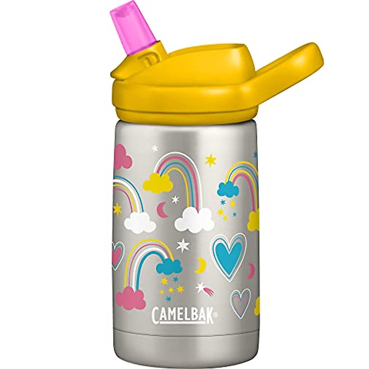 CamelBak Eddy+ Kids 12 oz Bottle, Insulated Stainless Steel with Straw Cap - Leak Proof When Closed, Rainbow Love