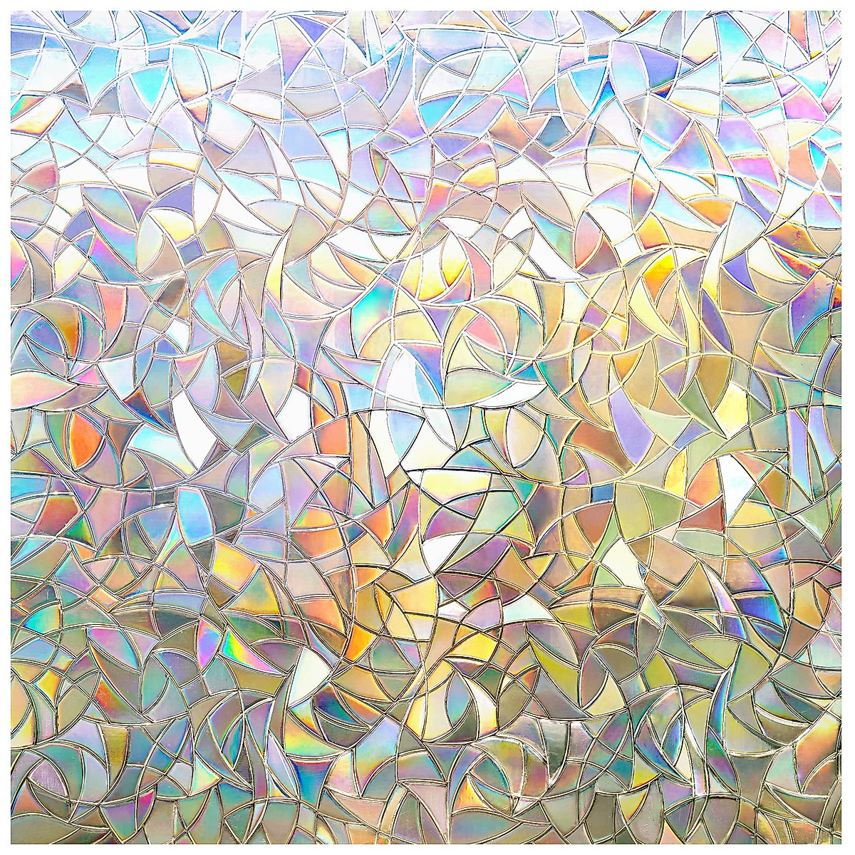 rabbitgoo Window Privacy Film, Rainbow Window Clings, 3D Decorative Window Vinyl, Stained Glass Window Decals, Static Cling Window Sticker Non-Adhesive, 17.5 x 78.7 inches