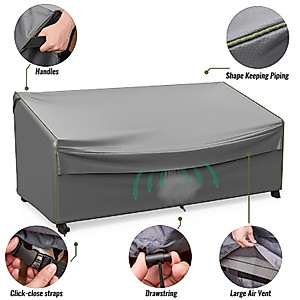 NUPICK Patio Sofa Cover, 78 Inch Outdoor Furniture 3-Seat Couch Cover, 100% Waterproof, Rip-Stop and Weather Resistant, Grey