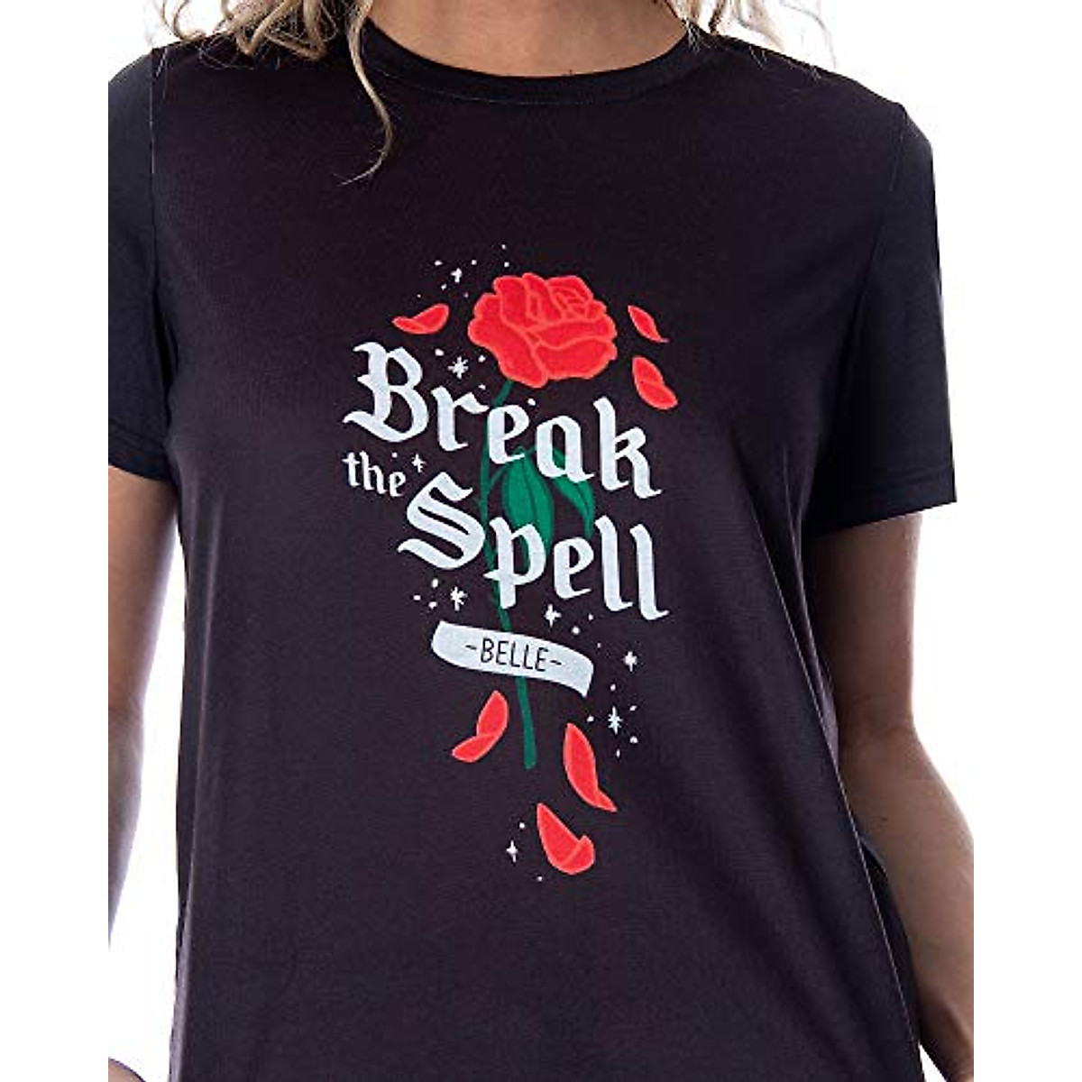 Disney Princess Women's Beauty and The Beast Break The Spell Belle Shirt and Ruffle Shorts Pajama Set (X-Large)