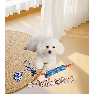 3 Pack Small Dog Rope Toys for Aggressive Chewers, Heavy-Duty Tug of War and Dental Cleaning Chew Toys, Indestructible Cotton Rope for Medium to Large Breeds, Ideal for Boredom & Teething Relief