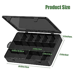 18 Grids Plastic Organizer Storage Box for Washi Tape, Tackle Box Organizer, Clear Black Spill Proof Container Jewelry Box with Adjustable Removable Dividers for Beads Art DIY Crafts