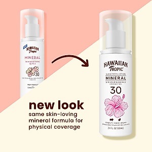 Hawaiian Tropic Mineral Skin Nourishing Milk Sunscreen SPF 30, 3.4oz | Sun Milk, Zinc Oxide Sunscreen, Mineral Sunblock, Oxybenzone Free Sunscreen, Travel Size Sunscreen, 3.4oz