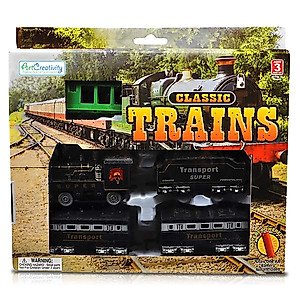 ArtCreativity Train Set for Kids, Battery-Operated Toy Train with 4 Cars and Tracks, Durable Plastic, Cute Christmas Holiday Train for Under The Tree, Great Gift Idea for Boys and Girls