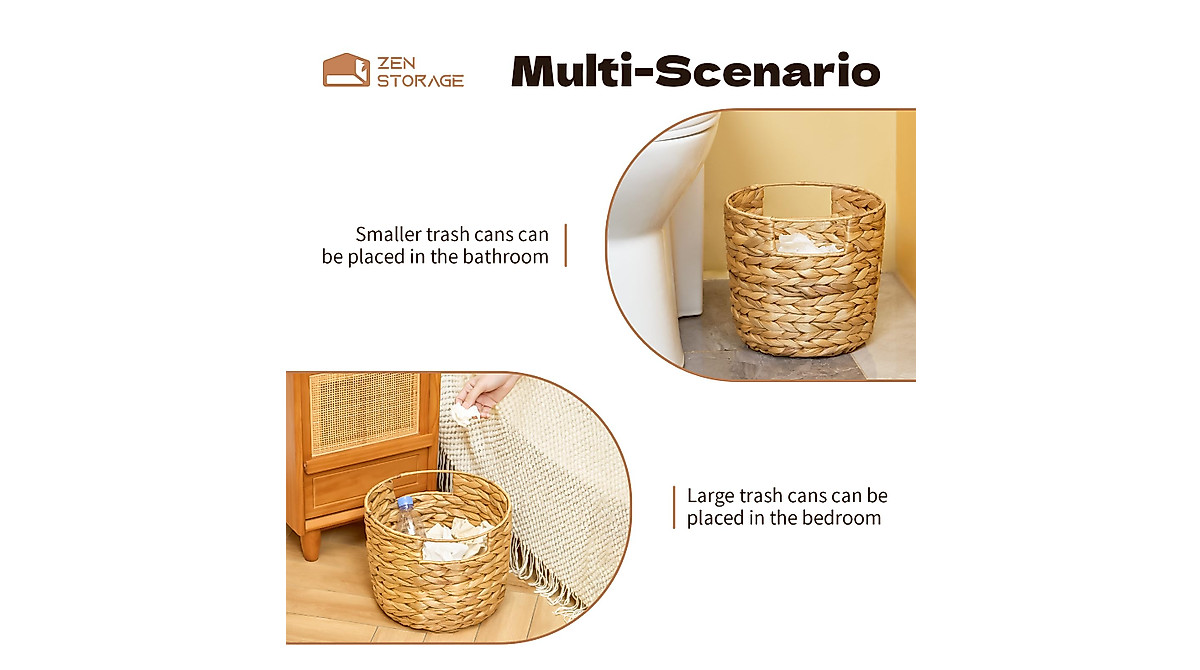 Stylish Wicker Waste Basket Set for Home & Office