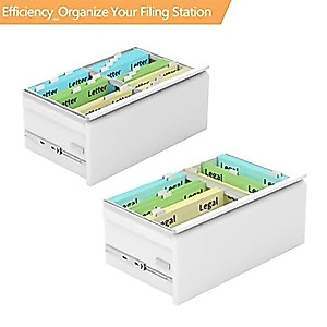 Aobabo 28.25 Inch Long Locking 2 Drawer Anti-Tilt Metal Office Storage Filing Cabinet with File Hanging Bar and 2 Keys, White