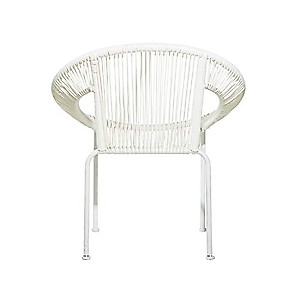 Deco 79 Plastic Rattan Outdoor Chair, 29" x 23" x 30", White