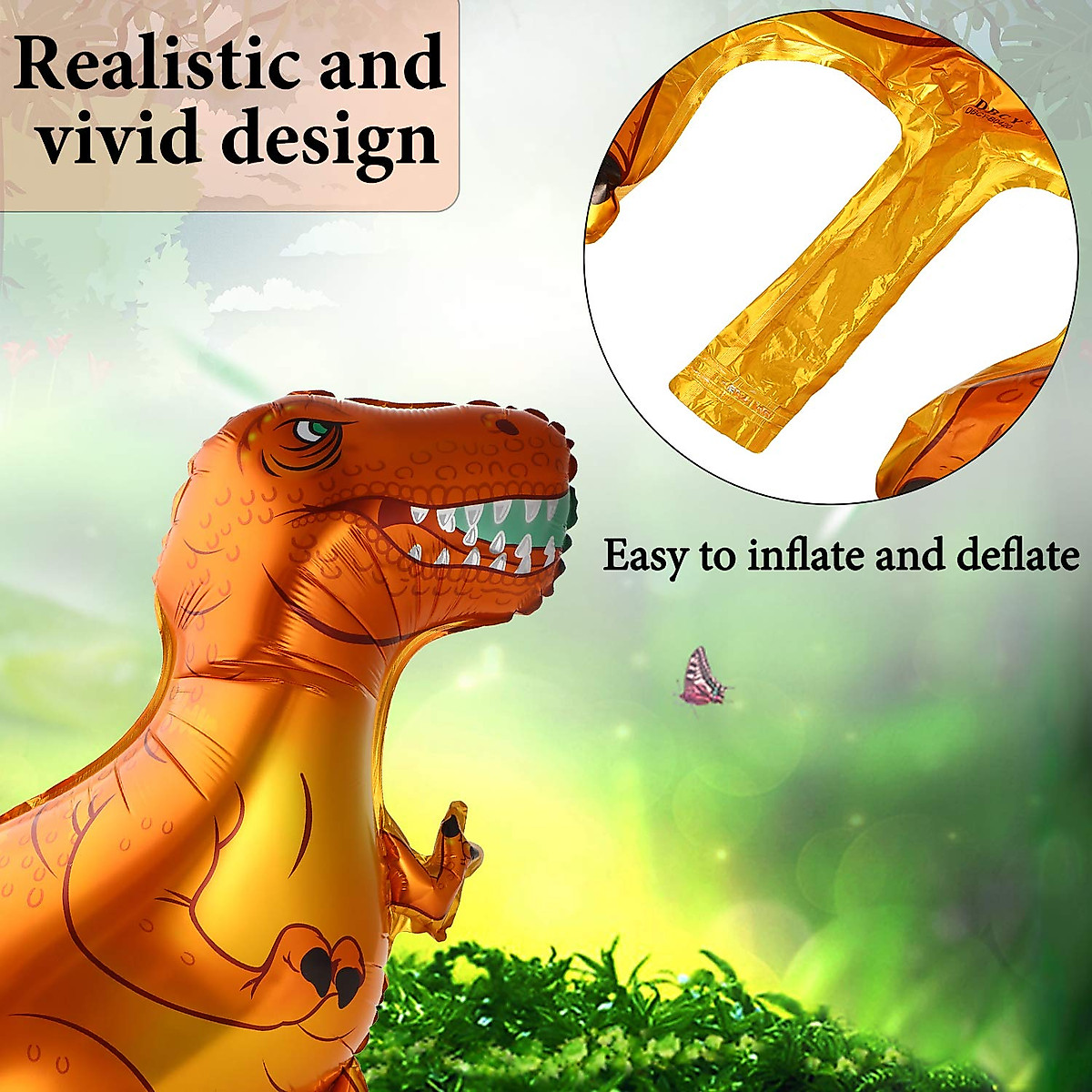 Dinosaur Balloons Dinosaur Party Supplies, 12 Pieces Dinosaur Foil Balloons Aluminum Mylar Helium Jungle Balloons for Birthday Weddings Graduation Party Baby Shower Jungle Theme Party Supplies