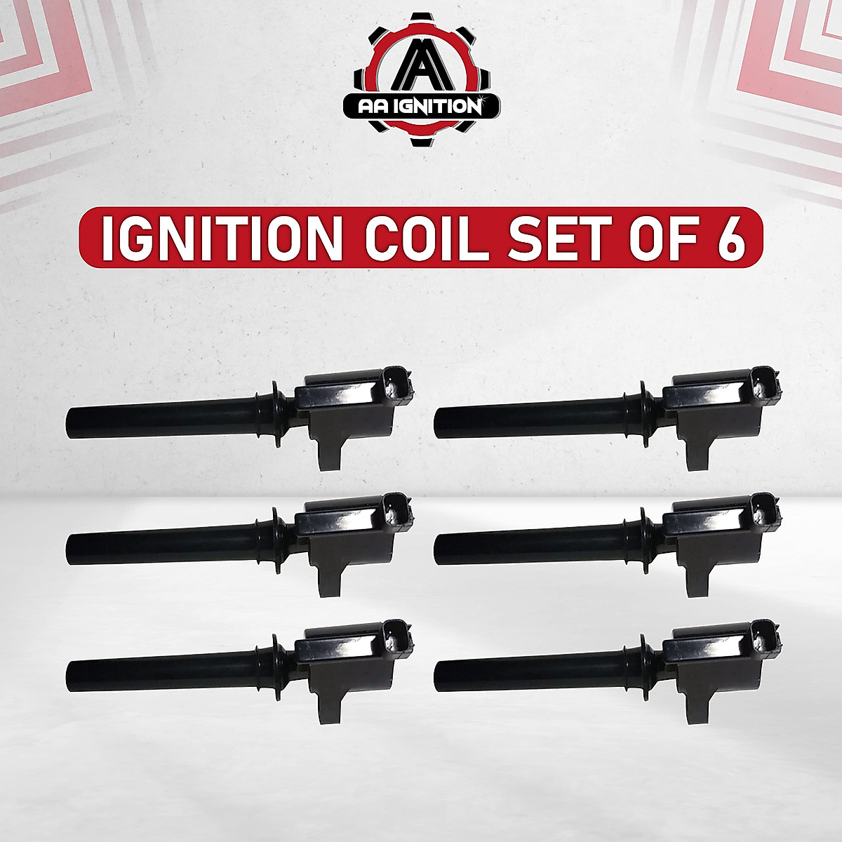 Ignition Coil Pack Set of 6 - Compatible with Ford, Mazda, Mercury 3.0L V6 Models - Replaces 18LZ-12029-AB, 18LZ-12029-AA, 2M2Z-12029-AC, DG500, DG513 - Fits 01, 02, 2003, 2004, 2005 Escape, Taurus