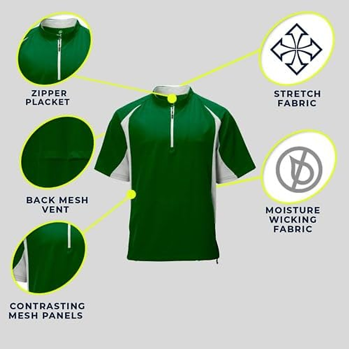 Wire2wire Men's Performance Short Sleeve Baseball Cage Jacket Navy/Grey 2XL