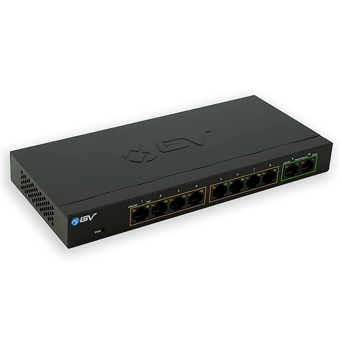 BV-Tech 8-Port PoE+ Gigabit Switch with 2 Gigabit Uplinks, 96W Total Power, NDAA Compliant, 802.3af/at, 30W per Port
